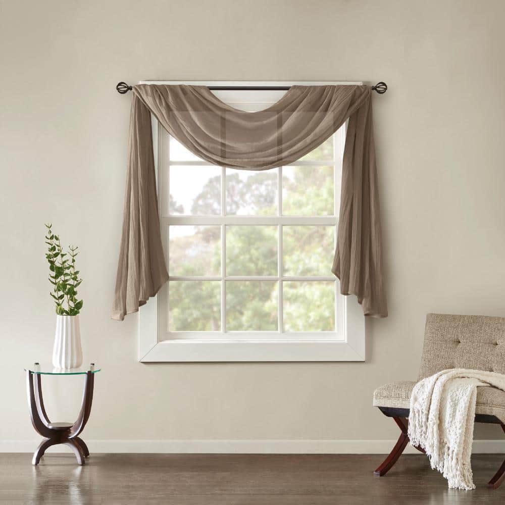 Madison Park Kaylee 144 in. L x 42 in. W Taupe 100% polyester Sheer ...