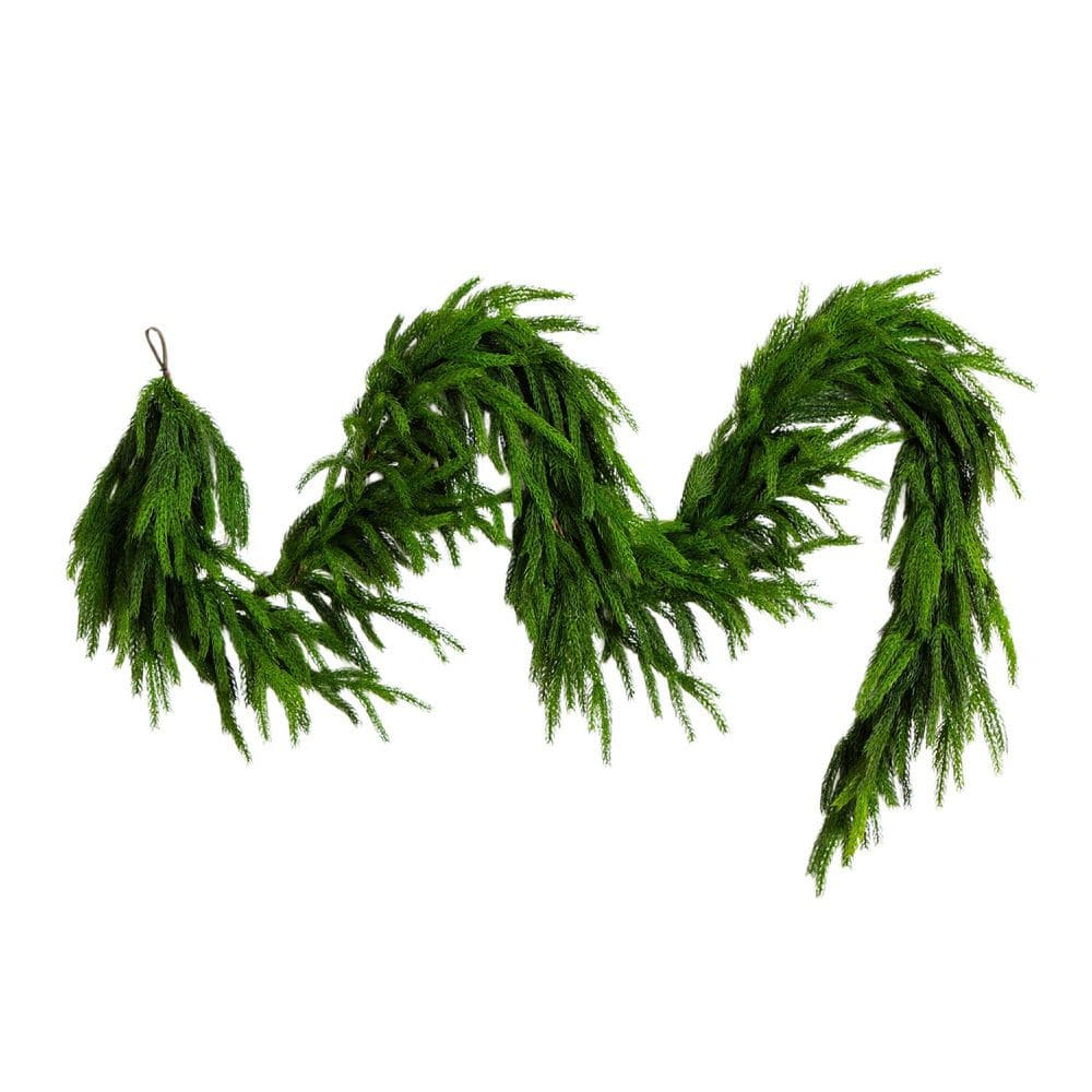 Nearly Natural 10 ft. Artificial Real Touch Norfolk Island Pine Garland ...