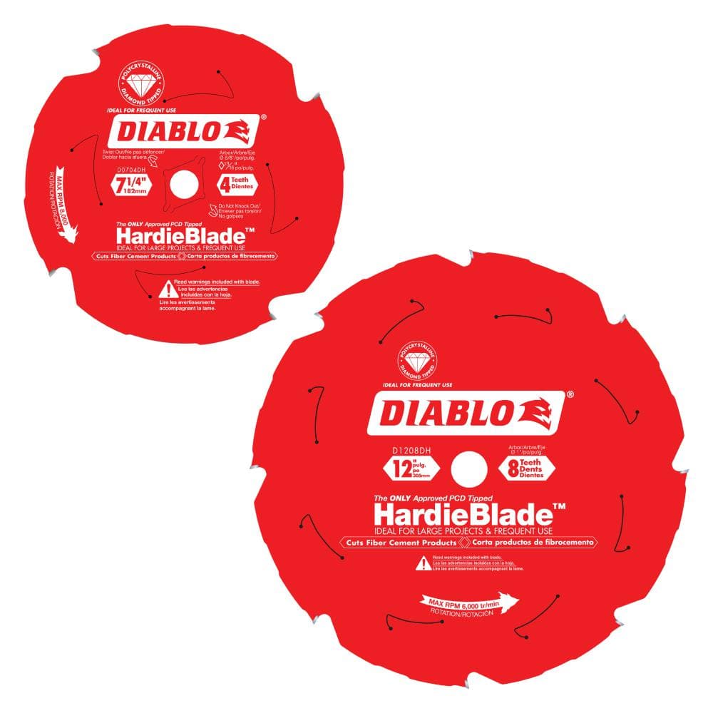 DIABLO 7-1/4 in. x 4-Tooth & 12 in. x 8-Tooth HARDIE Blade ...