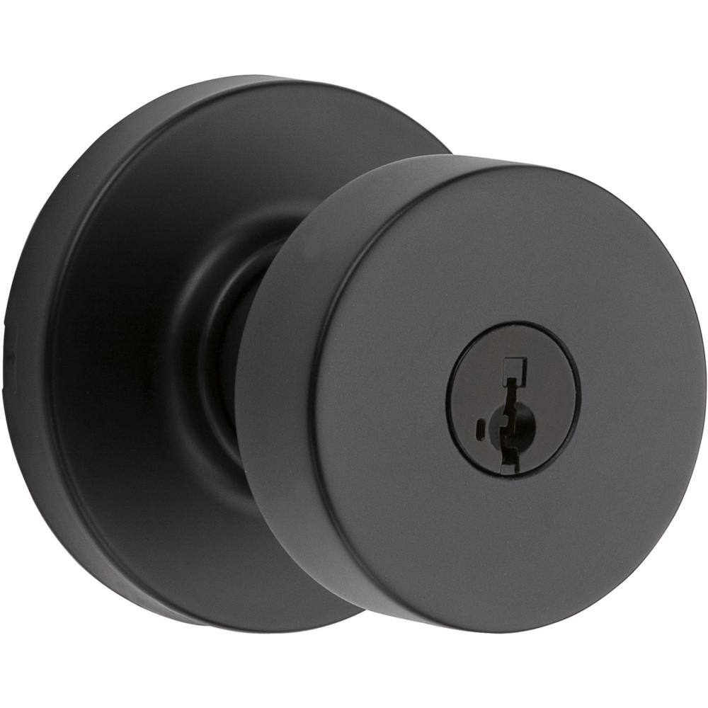 Kwikset Pismo Round Matte Black Exterior Entry Door Knob Featuring Kwikset Pismo Round Matte Black Exterior Entry Door Knob Featuring