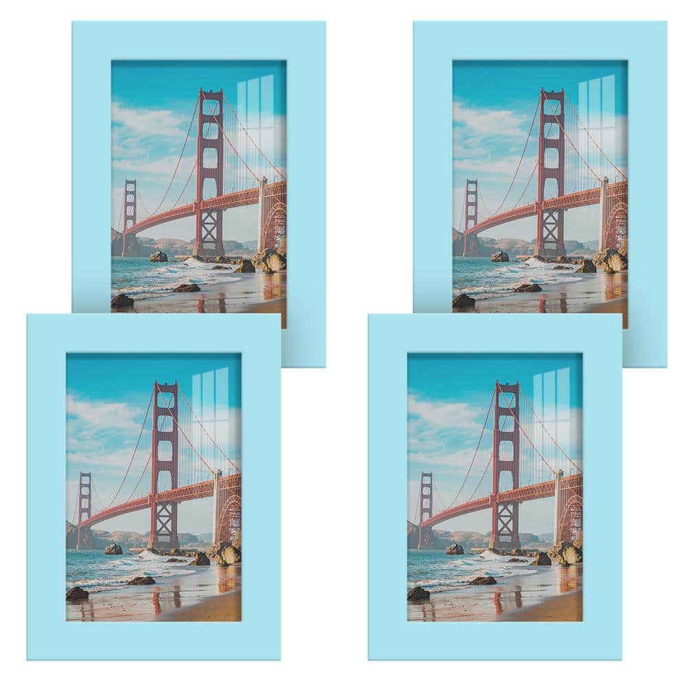 Wexford Home Modern 4 in. x 6 in. Light Blue Picture Frame (Set of 4 ...