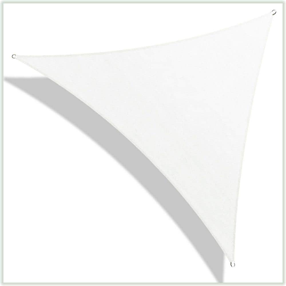 COLOURTREE 12 ft. x 12 ft. 190 GSM White Equilateral Triangle Sun Shade ...