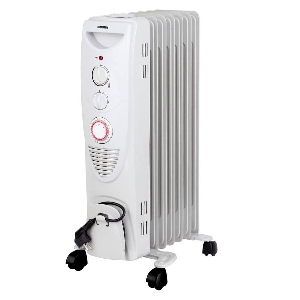 Optimus Portable 7 Fins Oil Filled Radiator Heater with Timer 98698101M ...