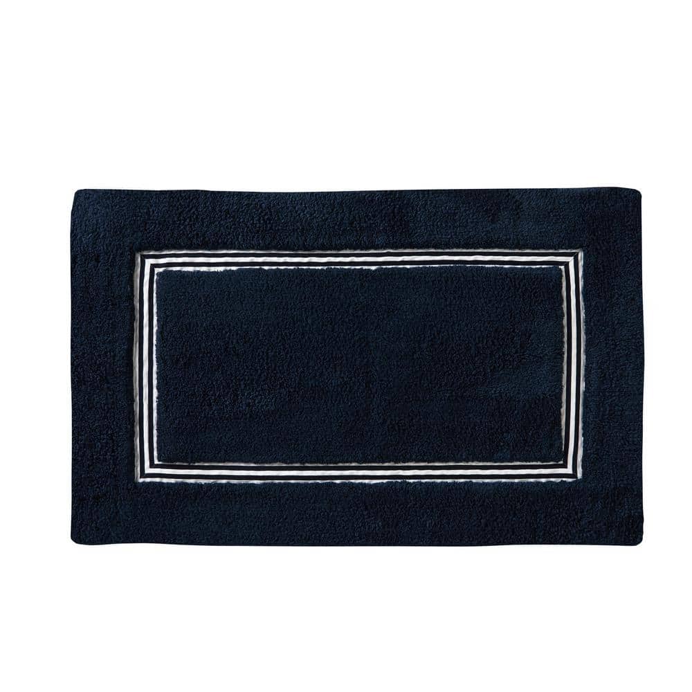 Lithgow Navy 30 in. W x 20 in. L 100% Cotton Bath Mat Rug ...