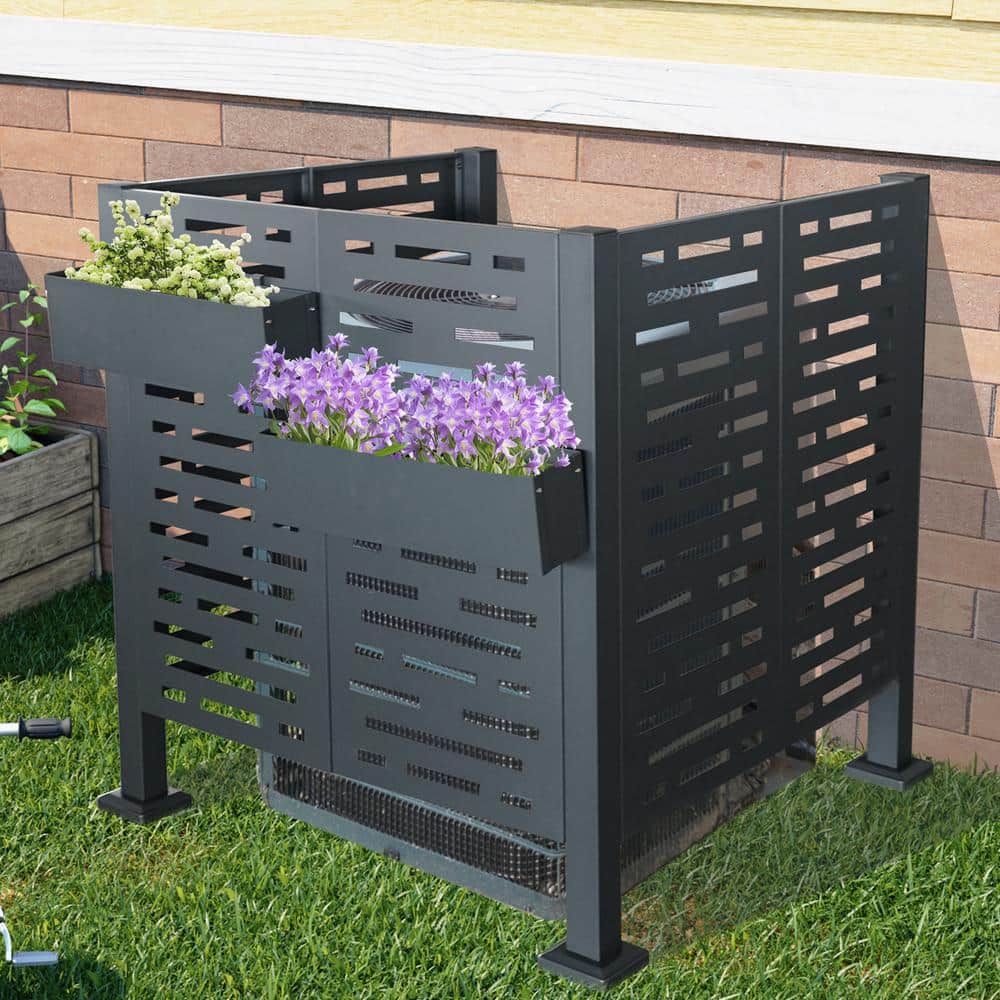 3.5 ft. x 3.5 ft. Metal Air Conditioner Outdoor Unit Fence, Includes ...