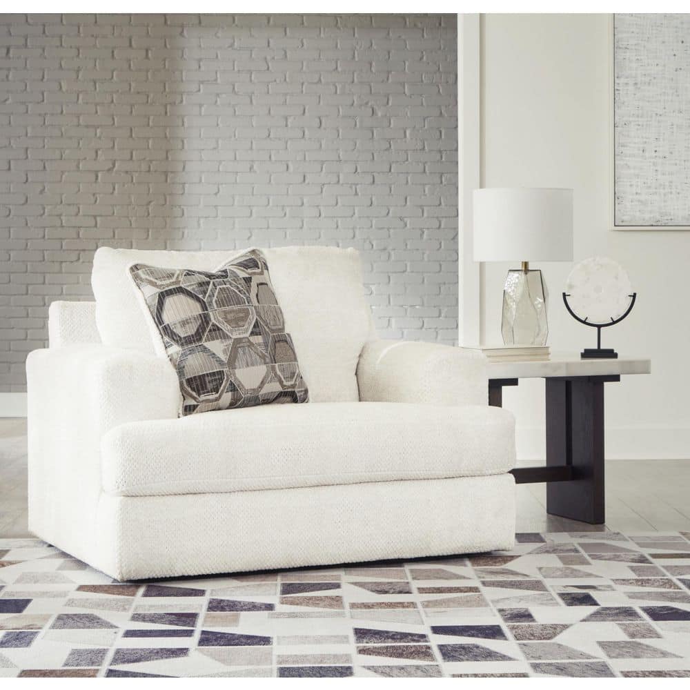Signature DESIGN BY ASHLEY Karinne White Polyester Chair and a Half ...