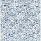 A-Street Prints Mare Navy Wave Paper Non-Pasted Wallpaper Roll (Covers ...