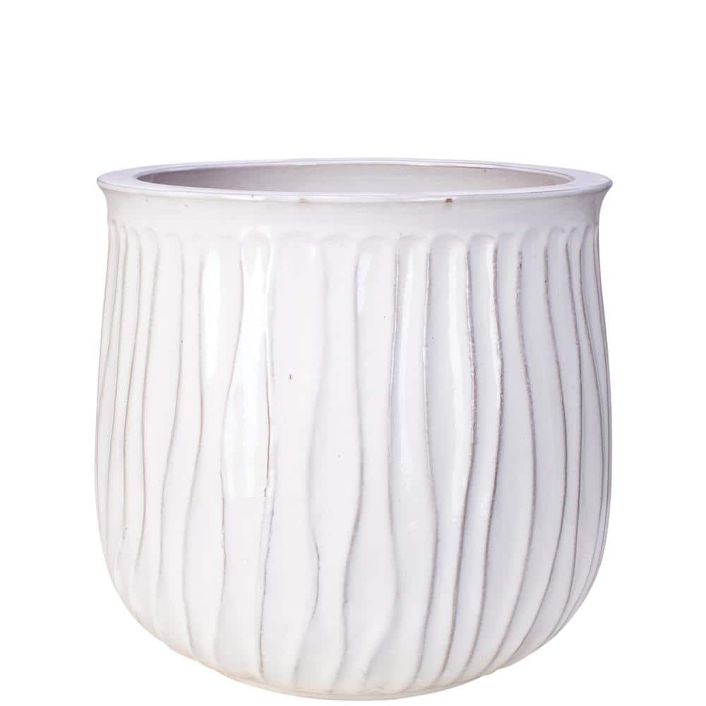 11 in. x 10 in. Riverside Decorative Ceramic Planter - Creamy White ...