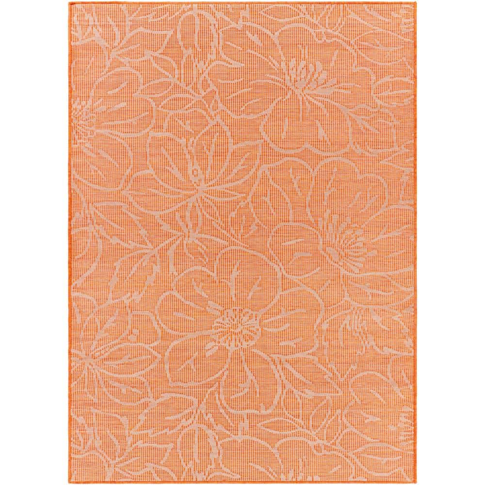 Livabliss Ambretta Bright Orange 5 ft. 1 in. x 7 ft. Indoor/Outdoor ...