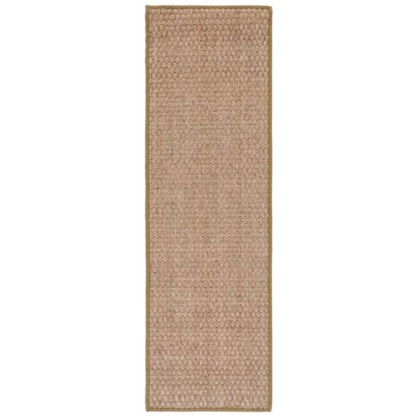 SAFAVIEH Natural Fiber Natural/Olive 3 ft. x 8 ft. Border Woven Runner ...
