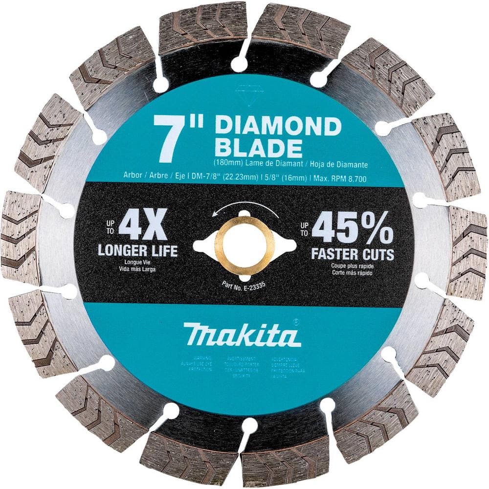 Makita 7 in. Segmented Rim Turbo Rim Diamond Blade for General Purpose ...