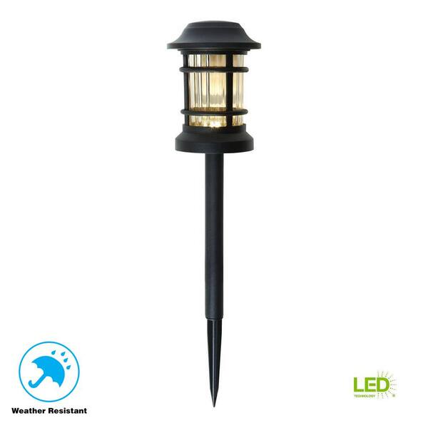 Hampton Bay Low-Voltage Black Outdoor Integrated LED Landscape Path ...