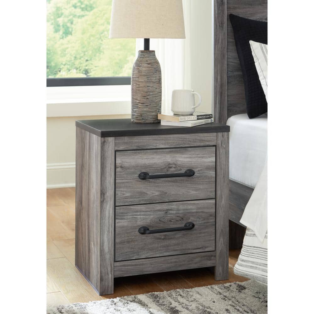 Signature DESIGN BY ASHLEY Bronyan Dark Gray 2 Drawer 21.69 in. W Nightstands B1290-92 - The ...