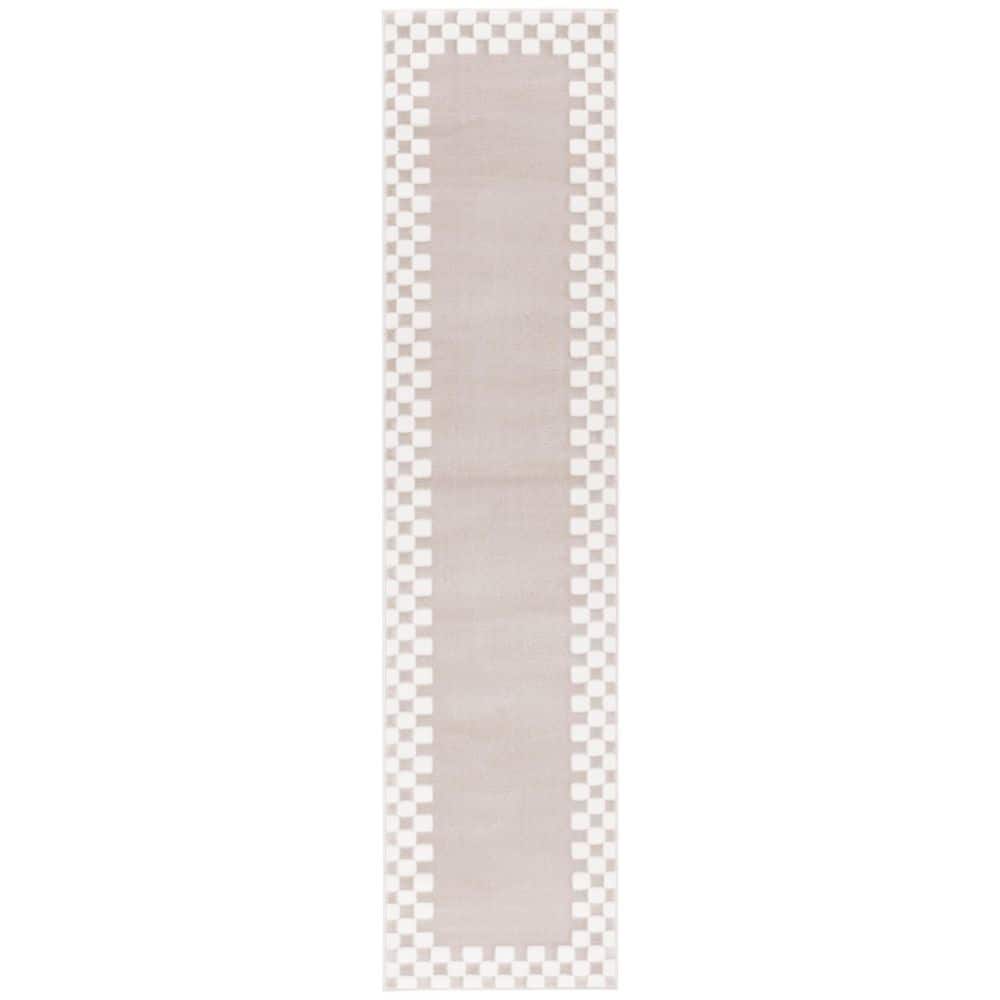 SAFAVIEH Groove 2 ft. x 8 ft. Beige/Ivory Checkered Border Runner Rug ...
