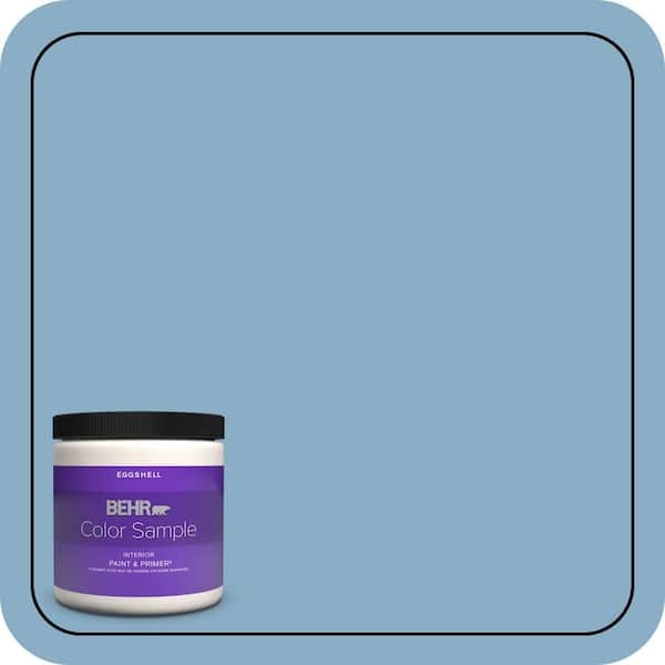 BEHR PREMIUM PLUS 8 oz. #S500-4 Chilly Blue Eggshell Enamel Interior ...