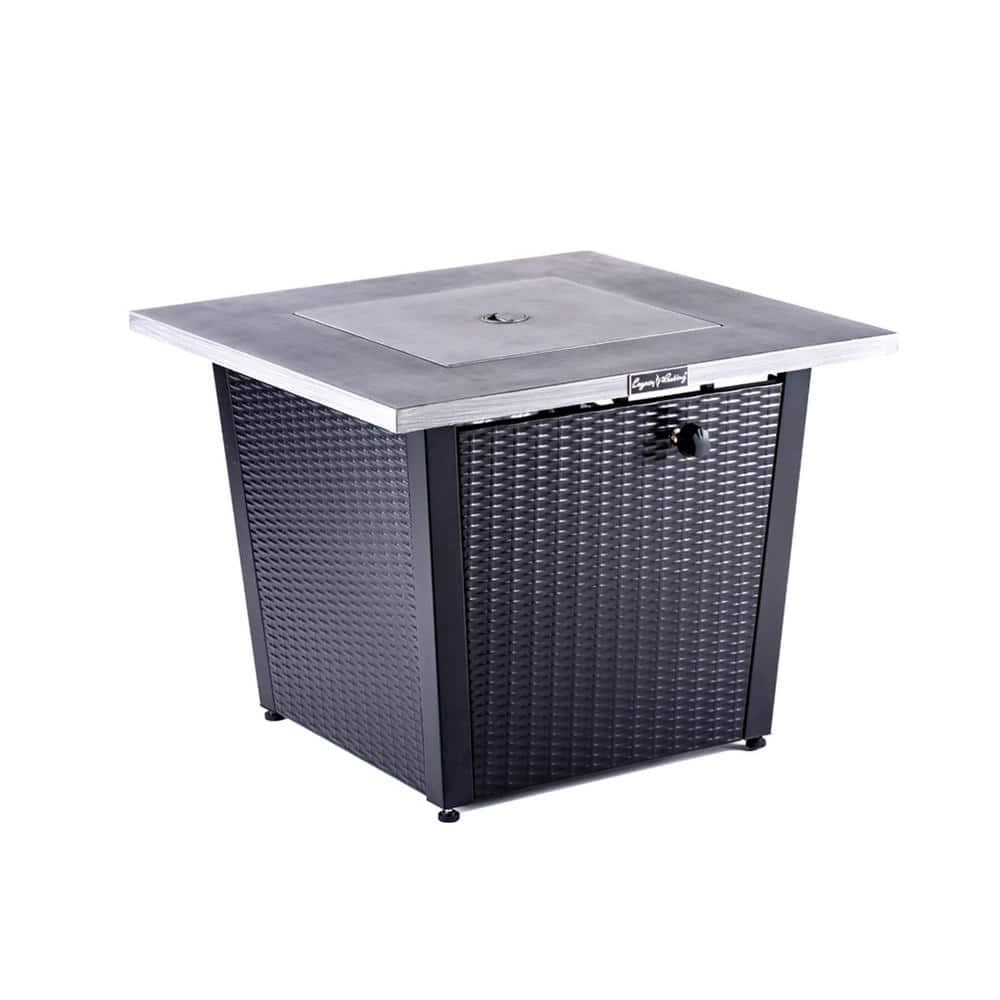 Utopia 4niture Brian 32 in. Grey Square Rattan Wood Fire Pit Table with ...