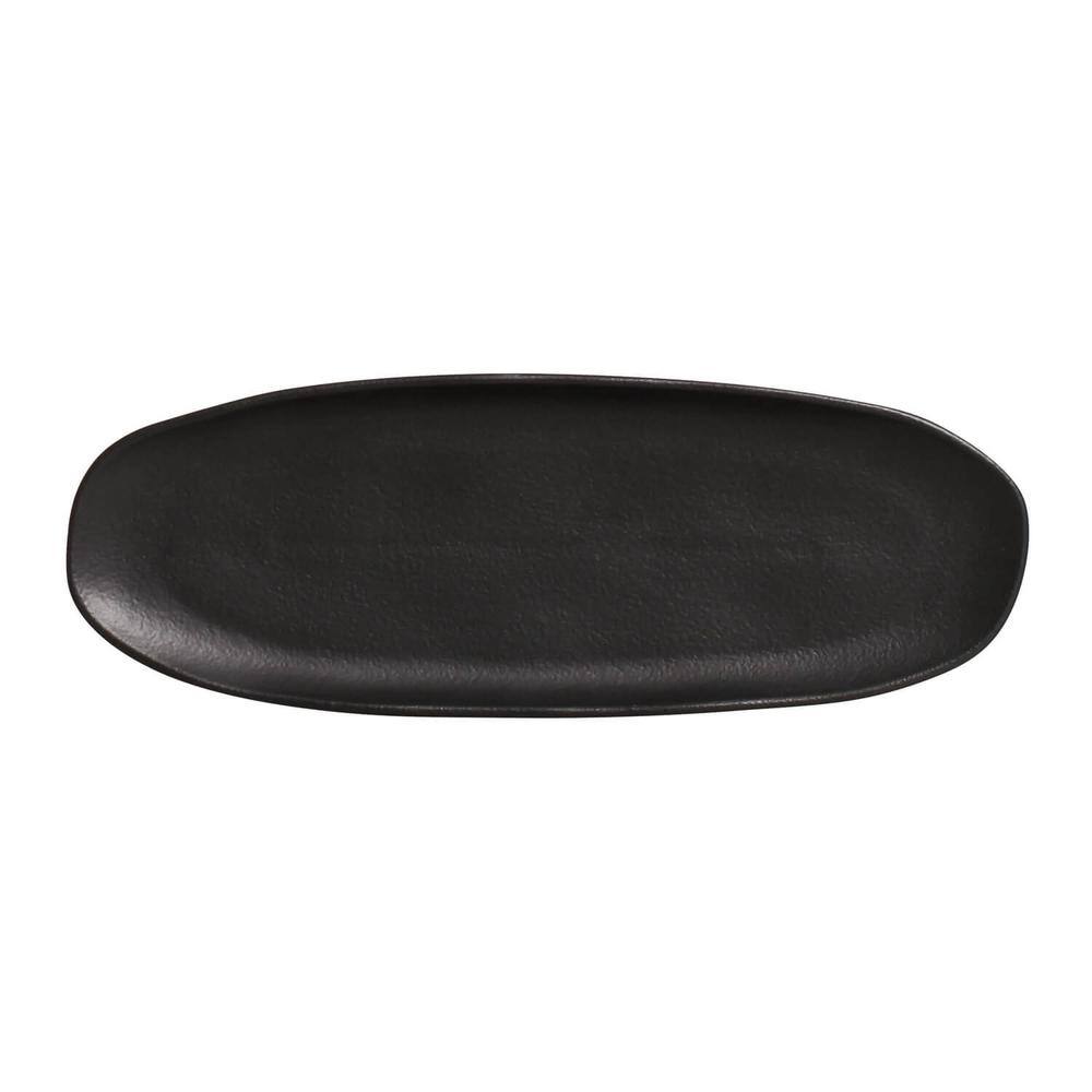 PORTO BRASIL 14.17 in. Matte Black Stoneware Shallow Oval Platter Large ...