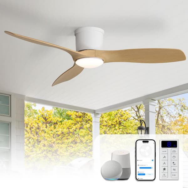 CACI Mall 52 in. Smart Indoor White Standard Low Profile Flush Mount ...