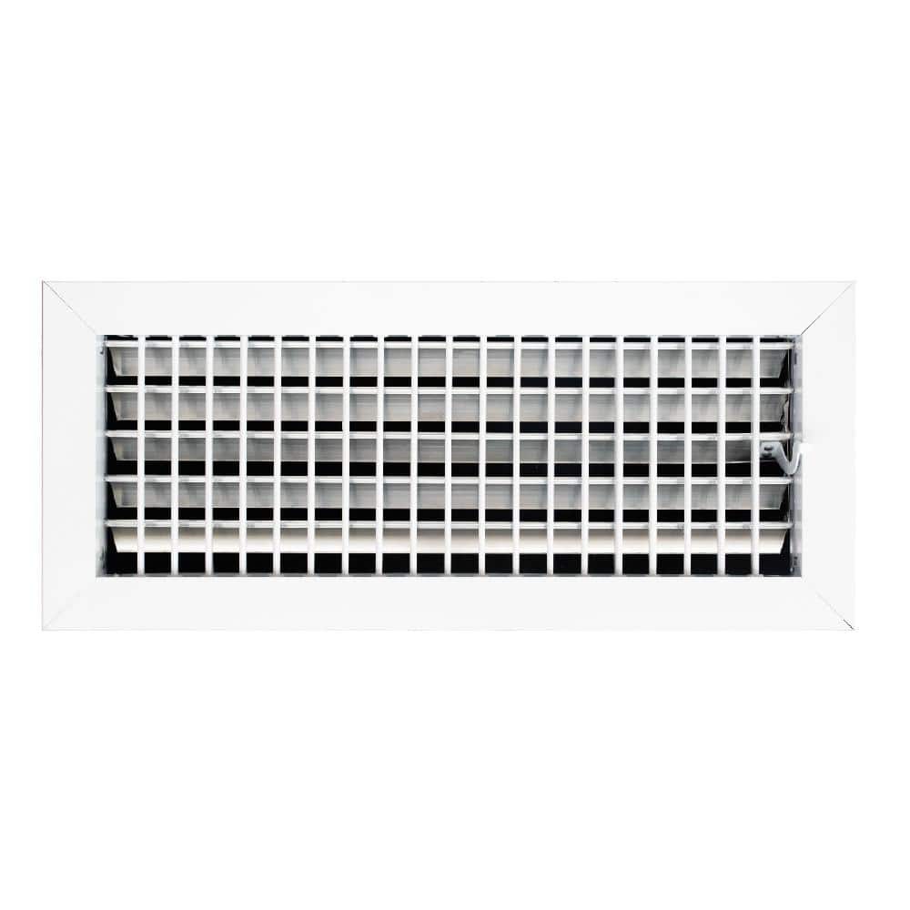 ACLAMINAIRE 16 in. x 6 in. Aluminum Adjustable Wall Register in White L ...
