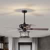FORCLOVER 52 in. Indoor Black 3-Speed Crystal Ceiling Fan Light with ...