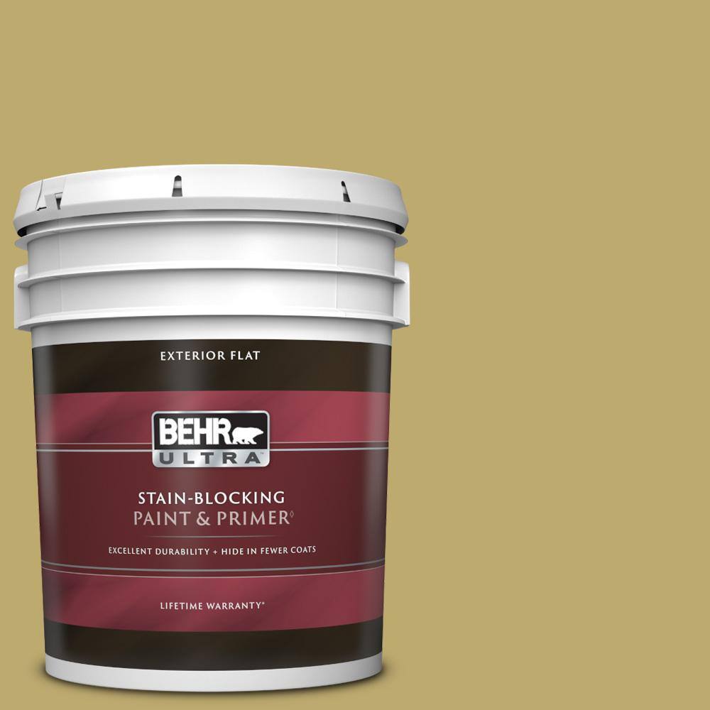 BEHR ULTRA 5 gal. #370F-5 Coriander Seed Flat Exterior Paint & Primer ...