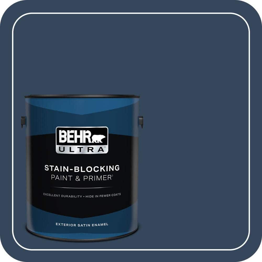 BEHR ULTRA 1 gal. #MQ5-54 Compass Blue Satin Enamel Exterior Paint ...