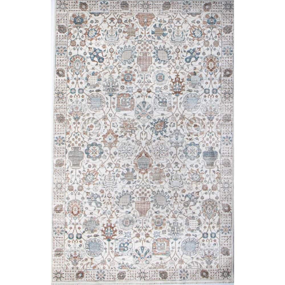BASHIAN Legacy Ivory 9 ft. x 12 ft. (8 ft. 6 in. x 11 ft. 6 in.) Floral ...