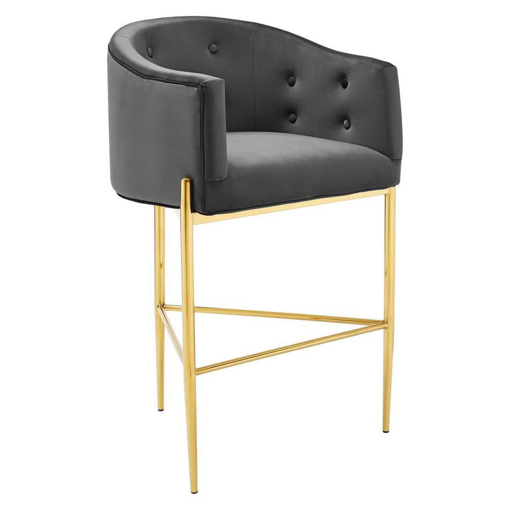 MODWAY Savour Tufted Performance Velvet Bar Stool in Charcoal EEI-3911 ...