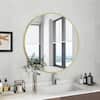 XRAMFY 36 in. W x 36 in. H Round Aluminum Alloy Framed Gold Wall Mirror ...
