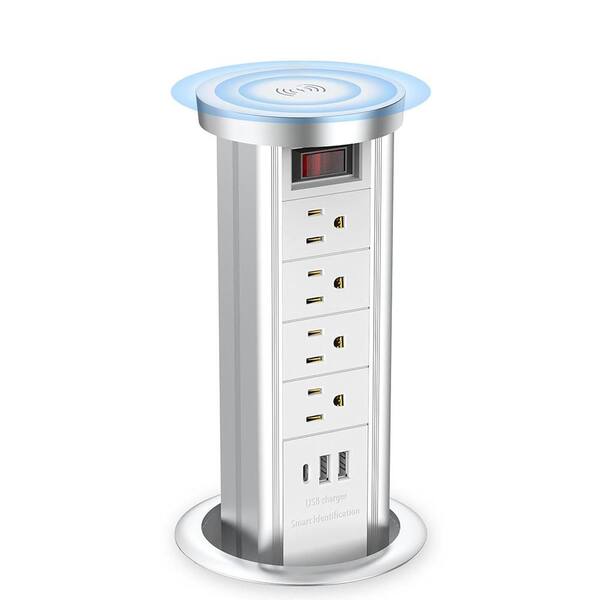 Countertop Pop Up Outlet Aluminum Power Strip with USB C and 4 AC ...