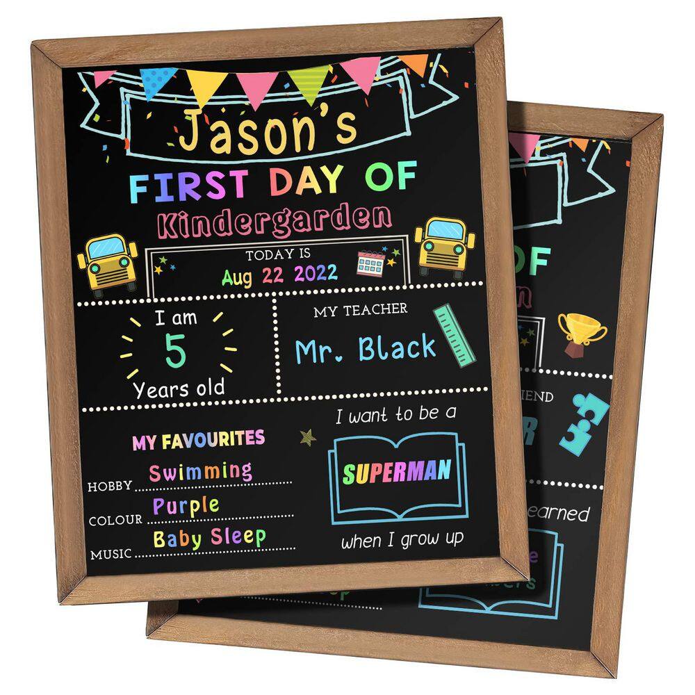 Afoxsos 1-Pack 10 x 12'' Double Sided Reusable Wooden Chalk Board Sign ...