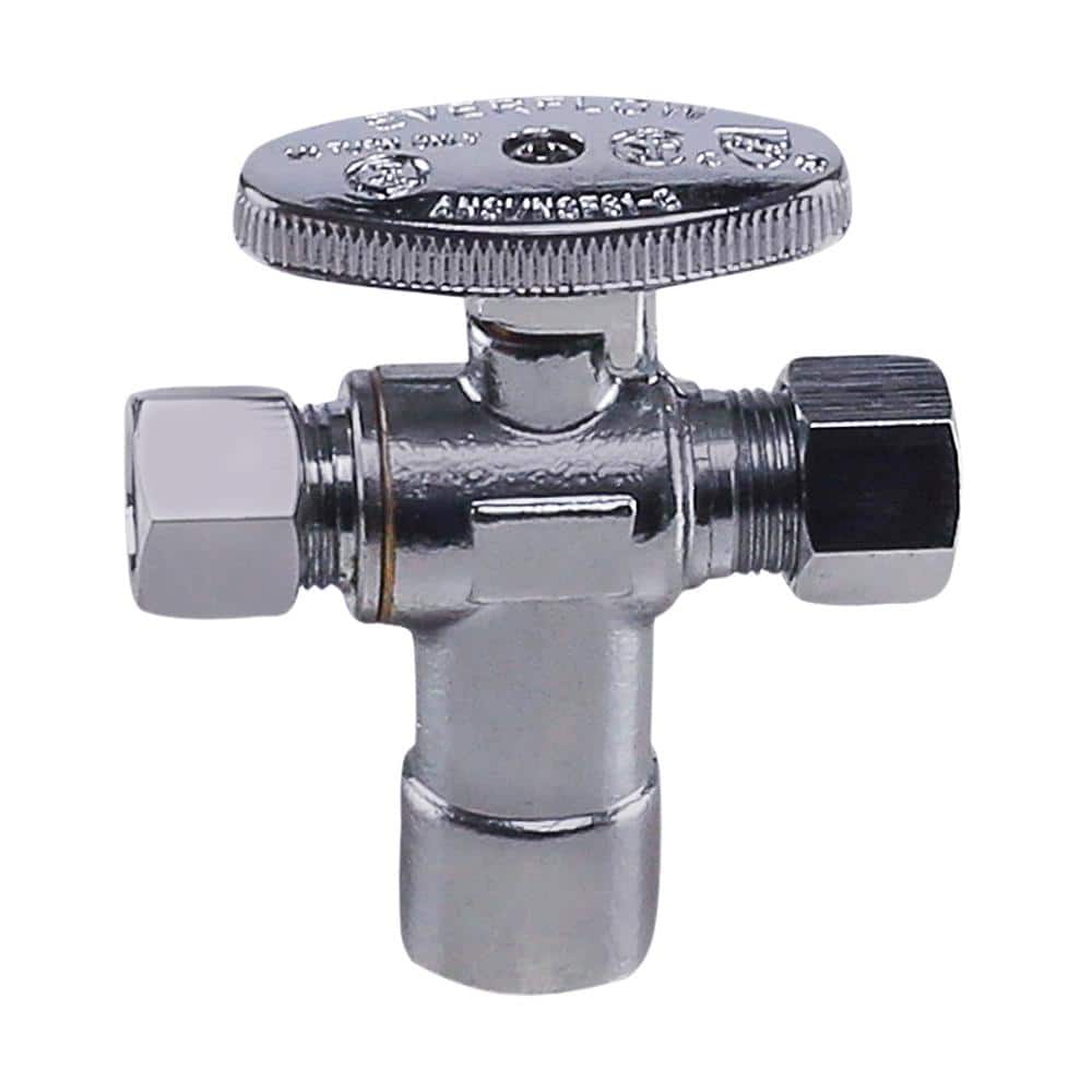 PLUMBFLEX 1/2 in. SWT x 3/8 in. Comp x 1/4 in. Comp Water Supply Stop ...