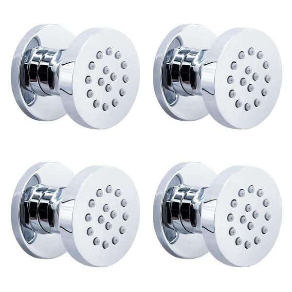 Lukvuzo 1.97 in. Brass Chrome Round Wall Mount Shower Body Jet Spray in ...