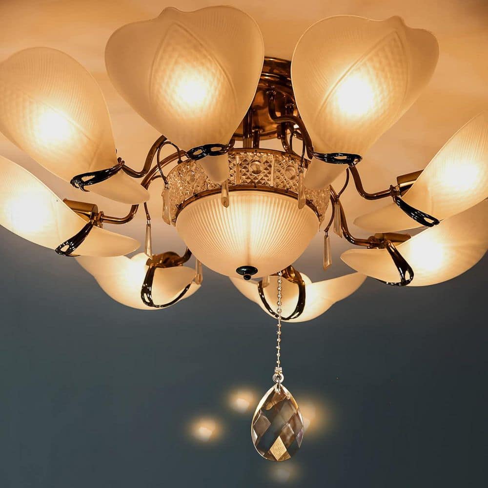 phyfalip Premium Crystal Glass Ceiling Fan Pull Chains 20 in. Extension ...
