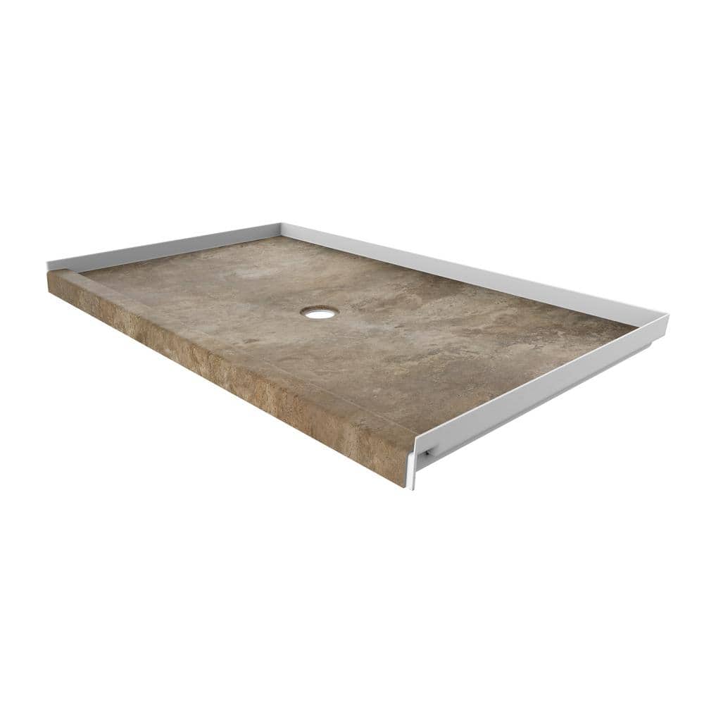 FlexStone 36 in. x 60 in. Single Threshold Shower Base with Center ...