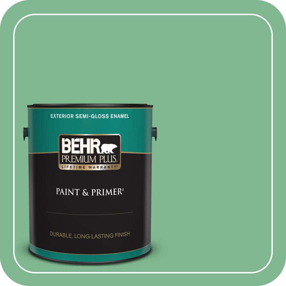 BEHR PREMIUM PLUS 1 gal. #BIC-40 Veiled Chameleon Semi-Gloss Enamel ...