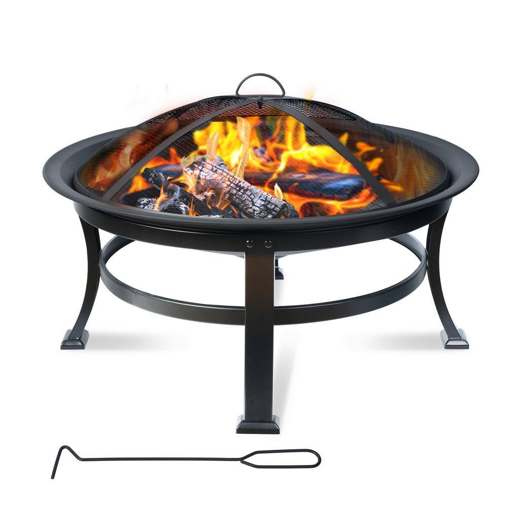 Bestier 30 in. W Outdoor Wood Burning Fire Pit-Durable Pits for Outside ...