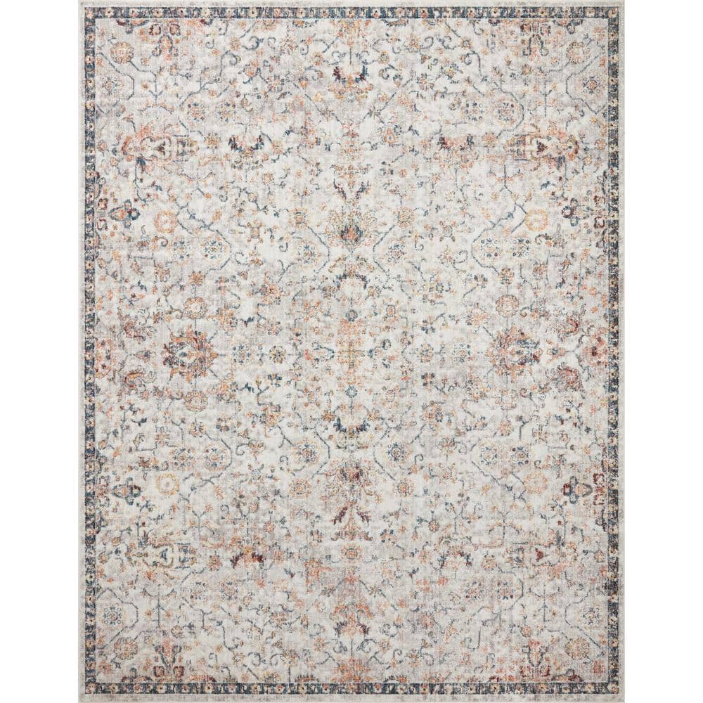 Loloi Cassandra Dove/Navy 2 ft. 6 in. x 10 ft. Runner Oriental 100% ...