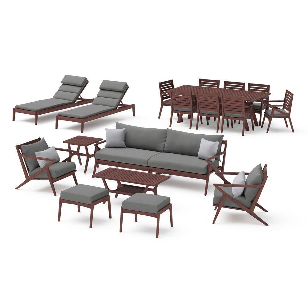 RST BRANDS Vaughn 18-Piece Wood Patio Conversation Seating Set with ...