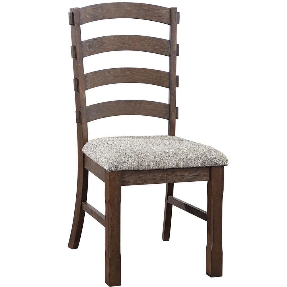 Acme Furniture Pascaline Rustic Brown and Gray Fabric Side Chair Set of ...