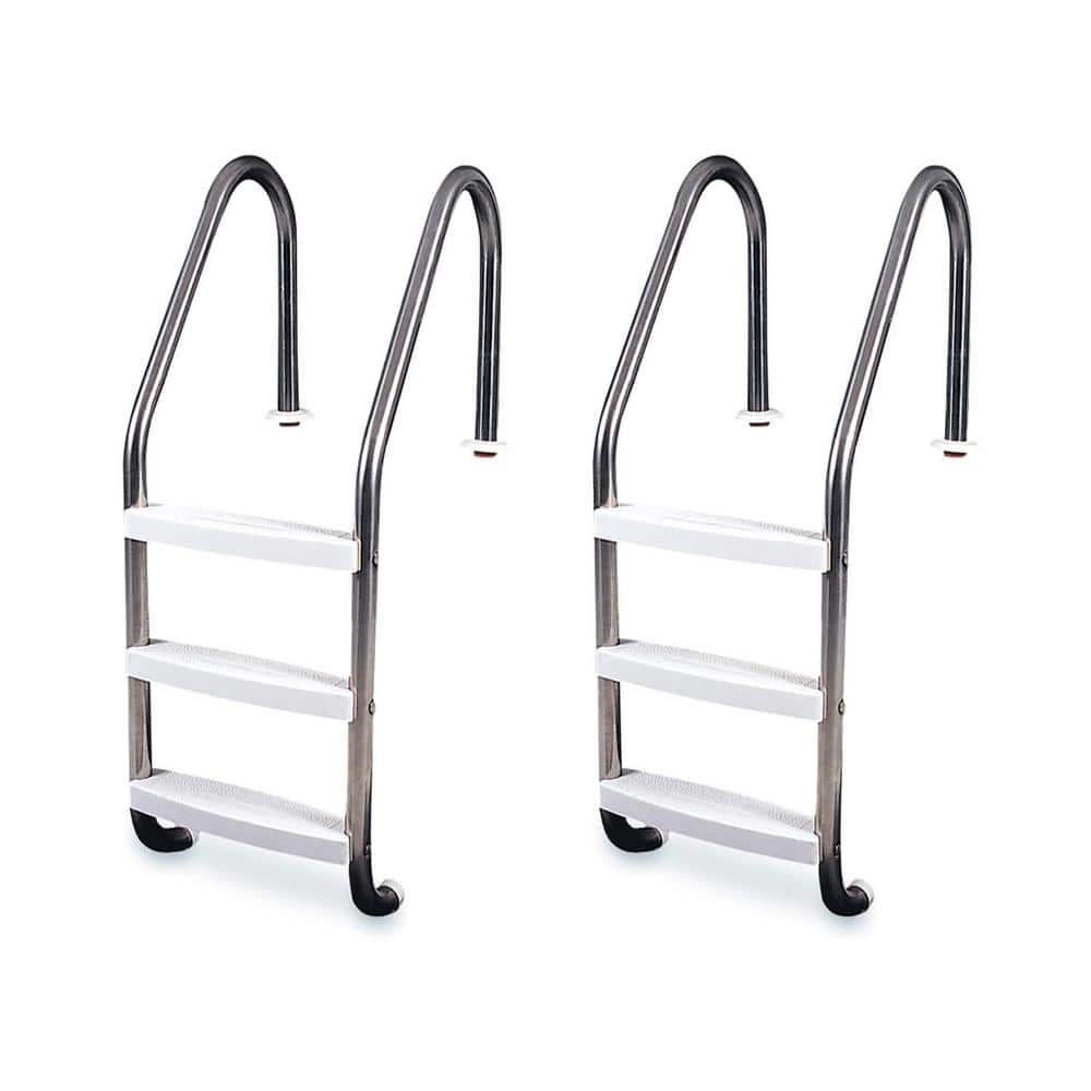 HydroTools 3-Step Stainless Steel In-Ground Swimming Pool Ladder Steps ...