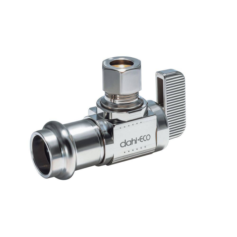 DAHL 1/2 in. Female Press Inlet x 3/8 in. Compression Outlet 1/4-Turn ...