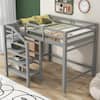 Angel Sar Gray Wood Full Size Loft Bed with Built-in Storage Staircase ...