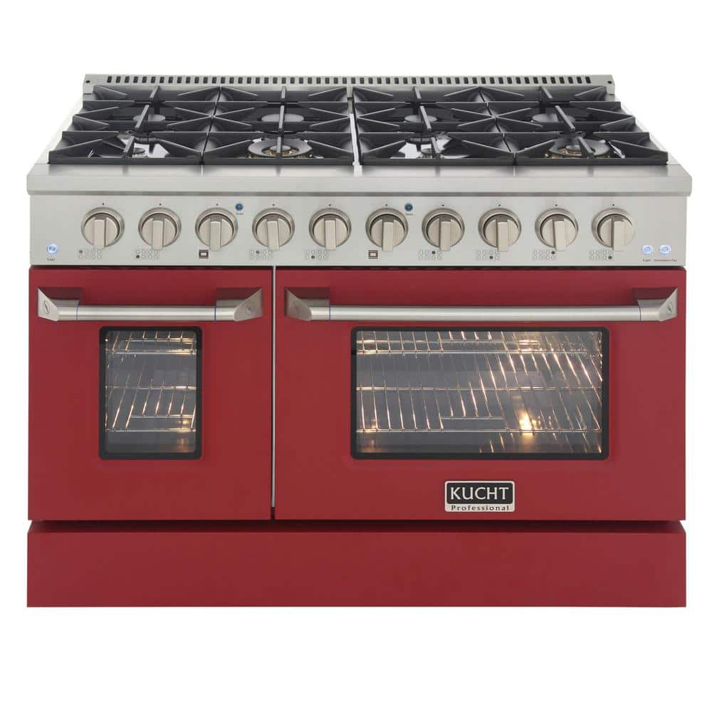 Kucht 48 in. 6.7 cu. ft. Double Oven Dual Fuel Range with Gas Stove and ...