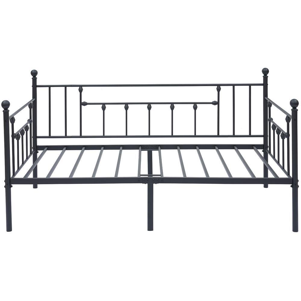 VECELO Black Daybed Victorian Style Multifunctional Metal Platform with ...