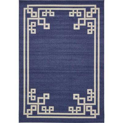Unique Loom Athens Greek Key Navy Blue 6' 0 x 9' 0 Area Rug 3135724 ...