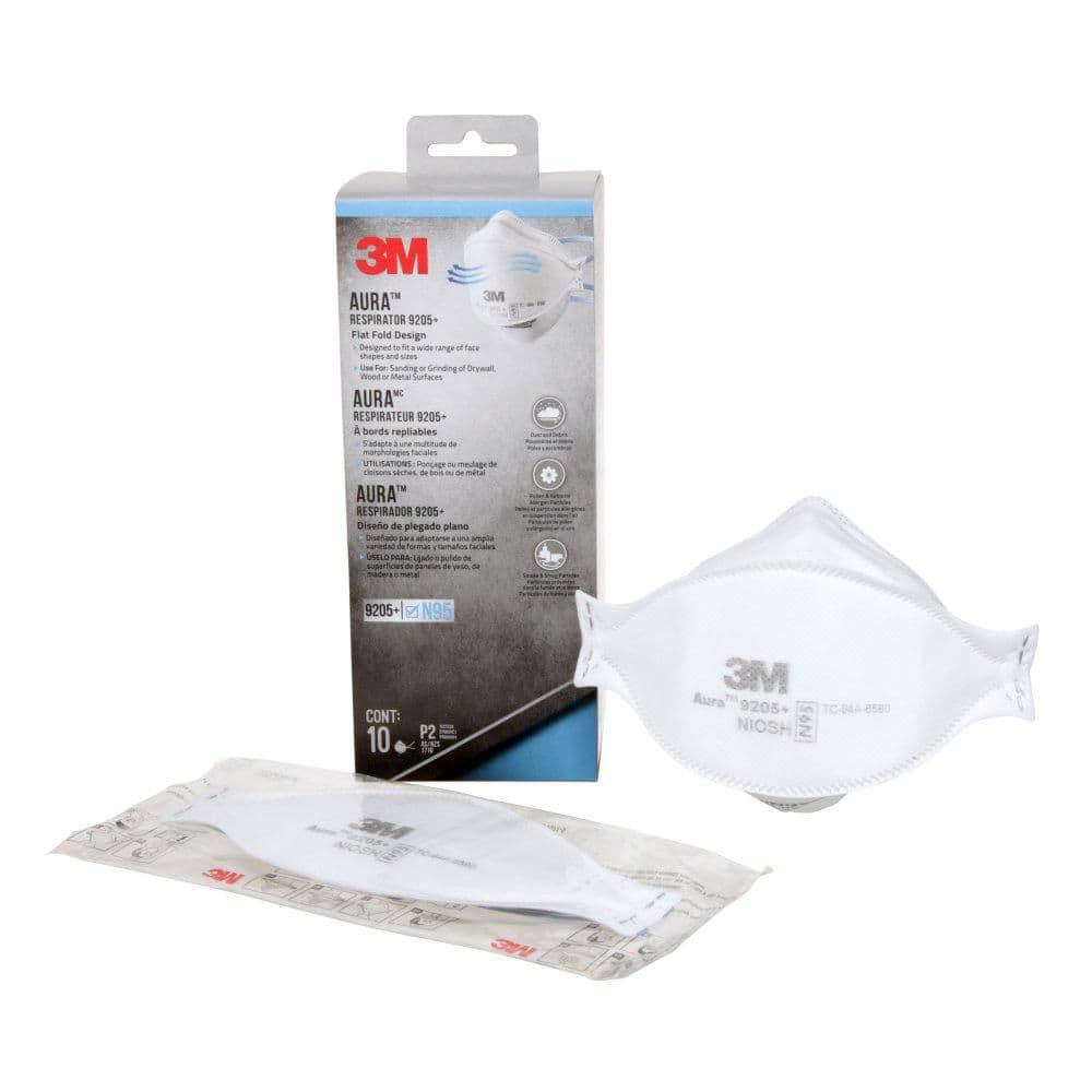 3M 9205+N95 Aura Particulate Disposable Respirator Foldable (10-Pack) 9205PP-10-DC - The Home Depot