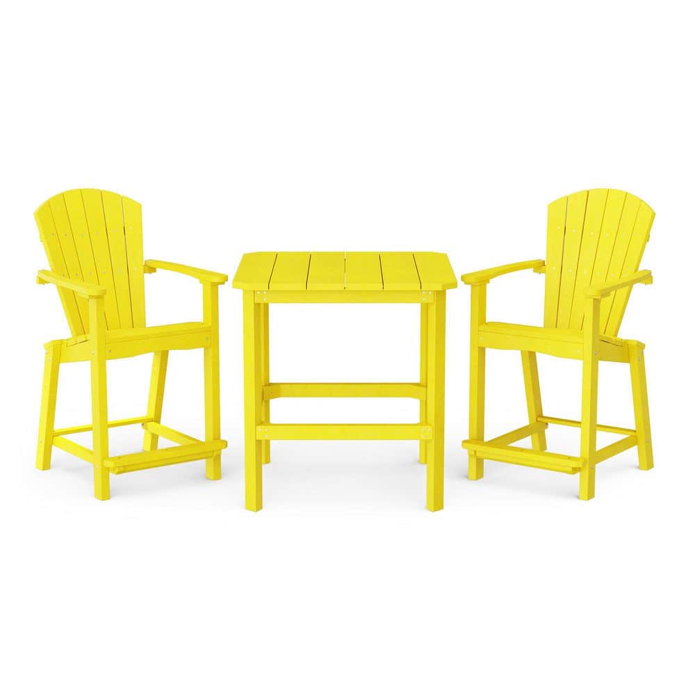 Wildridge Classic 3-Piece Lemon Yellow HDPE Plastic Outdoor Patio ...