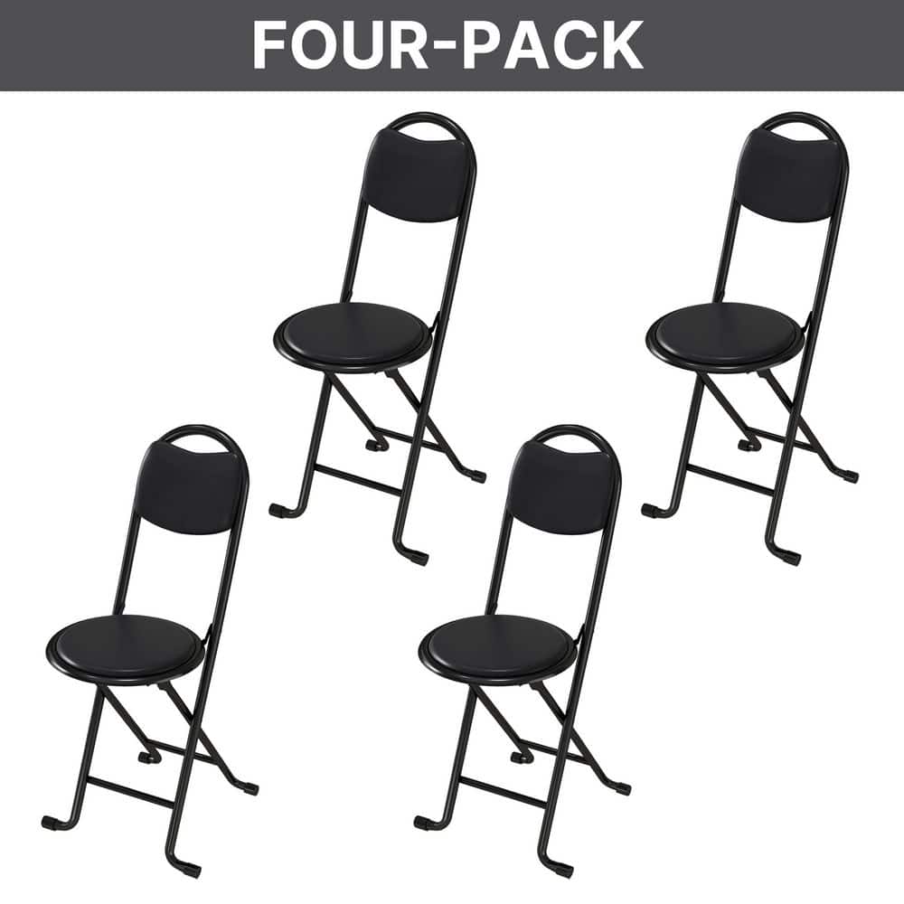 Metal Foldable Outdoor Bar Stool with Back, Cushioned Padded Folding ...