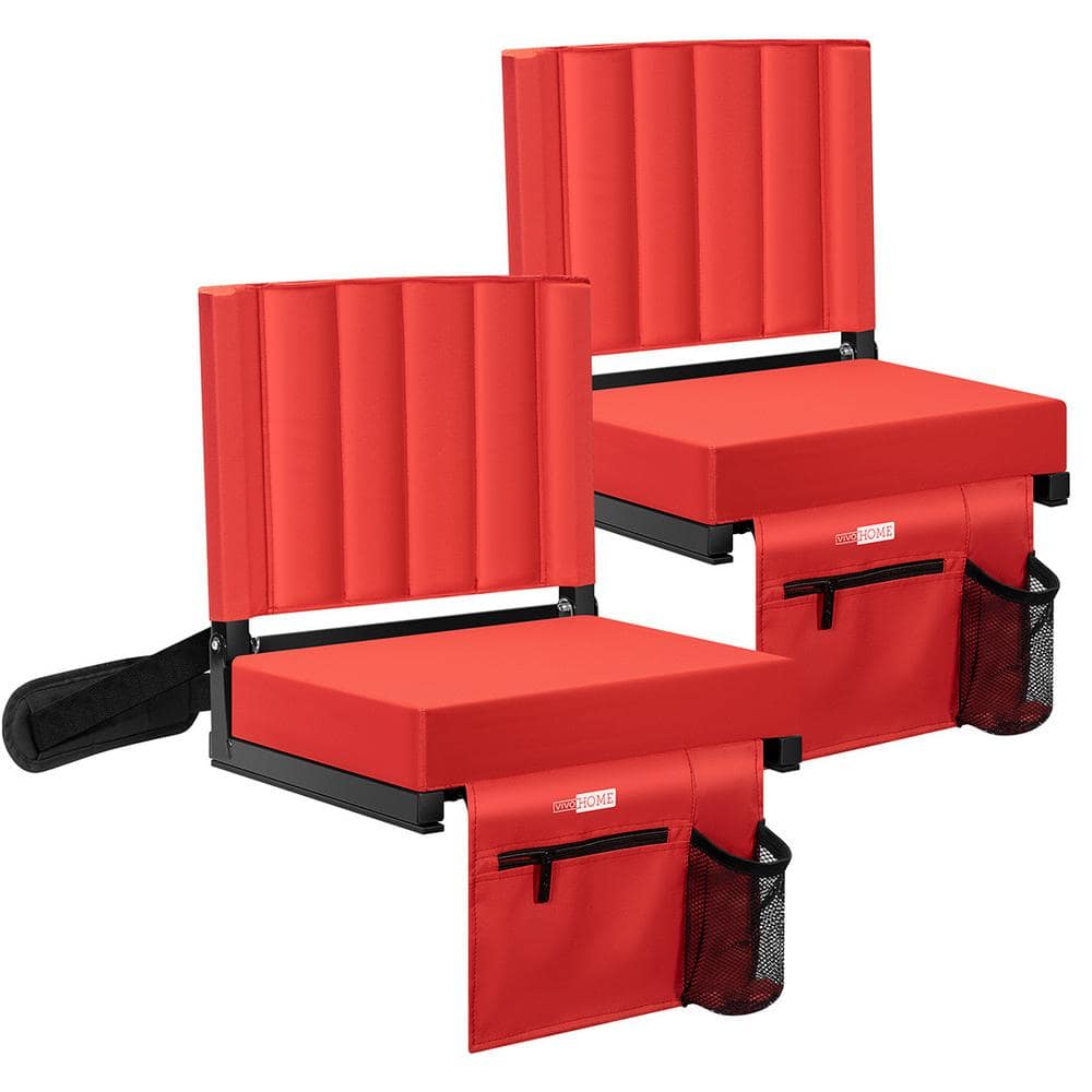VIVOHOME 2-Pack Red Portable Stadium Chair with Back Support and ...